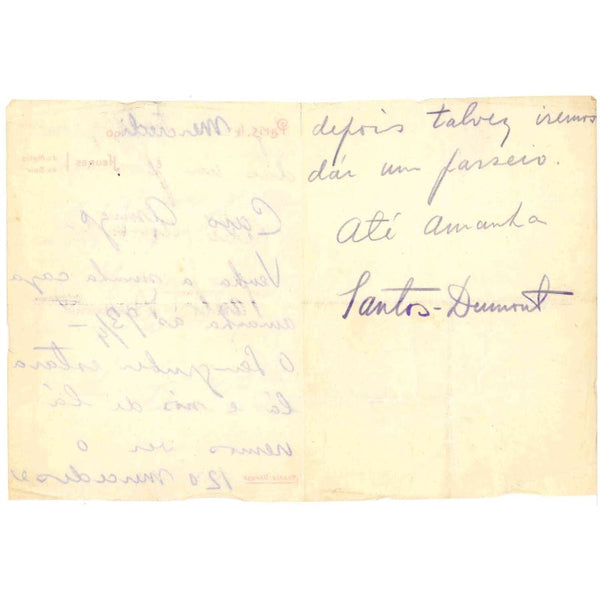Carta manuscrita de Alberto Santos Dumont (1905/1906) | Glórias ...